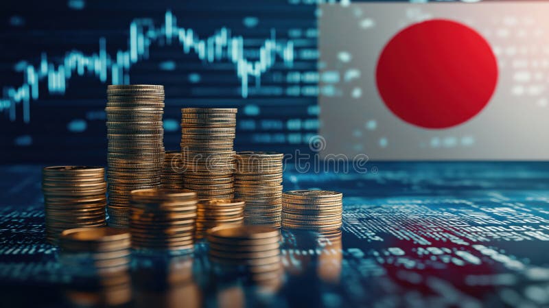 Low Angle View of Top of a Stack of Plain Gold Coins, Representing the ...