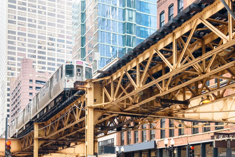 Elevated Train in Downtown Chicago Stock Image - Image of colorful ...