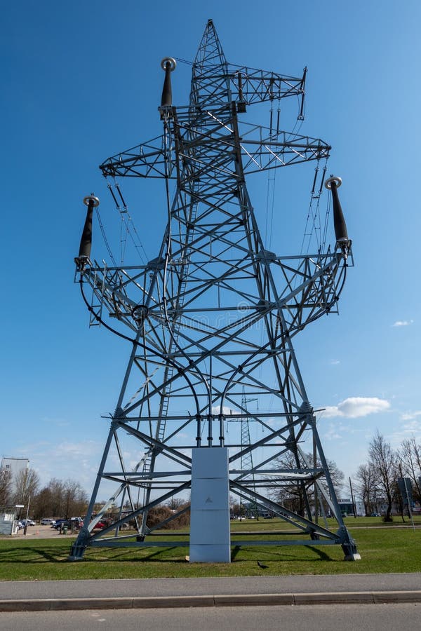 The Low-angle View of a Transmission Tower Stock Image - Image of wires ...
