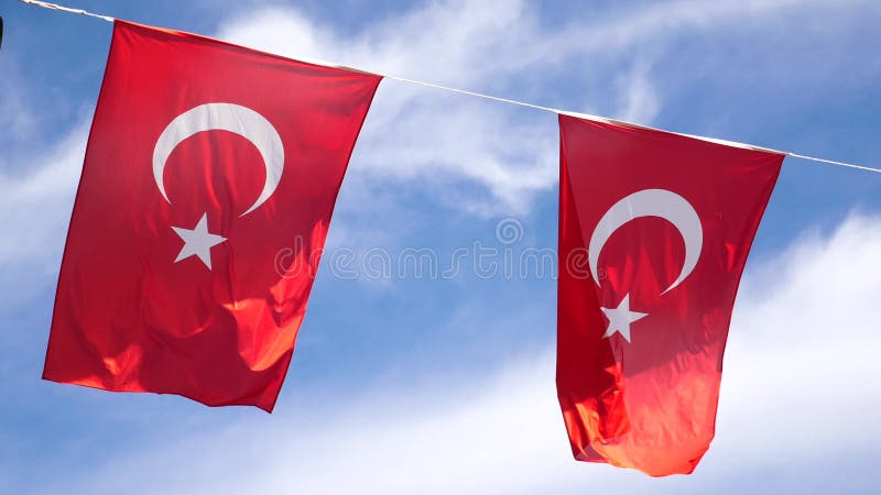 Low Angle View of Turkish Flag Against Sky. Stock Video - Video of ...