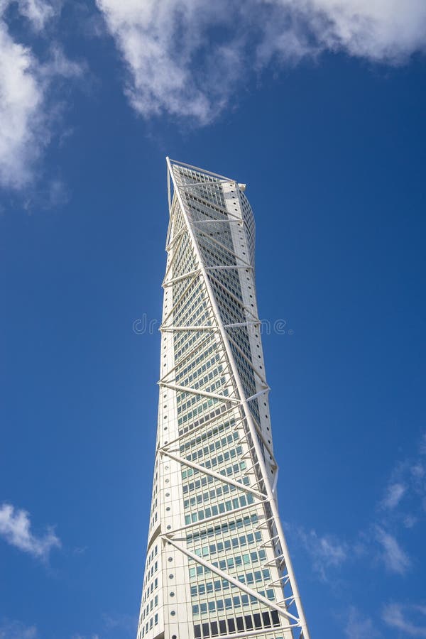 Low Angle View of the Turning Torso Under a Blue Sky and Sunlight in ...