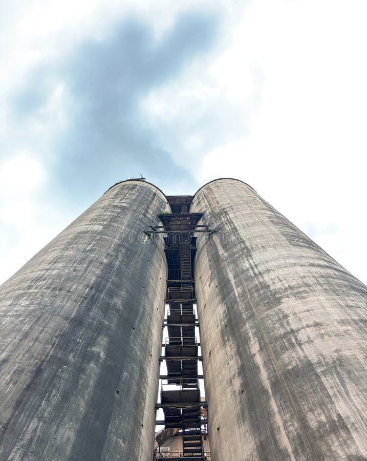 Low Angle View of Twin Silo Stock Photo - Image of building, twin ...