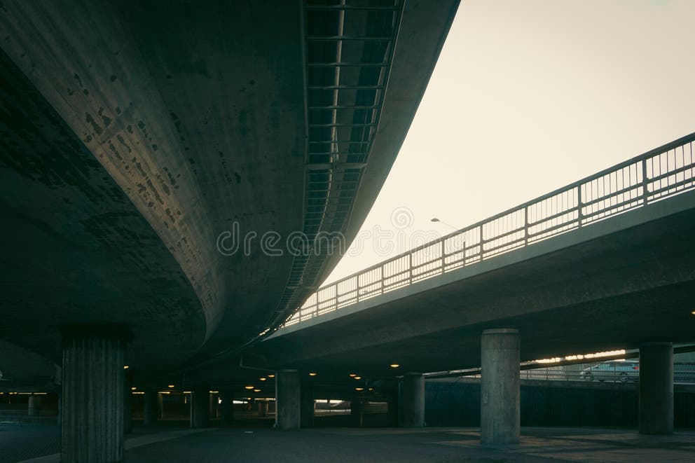 Low Angle View of Two Bridges Stock Image - Image of structure, column ...