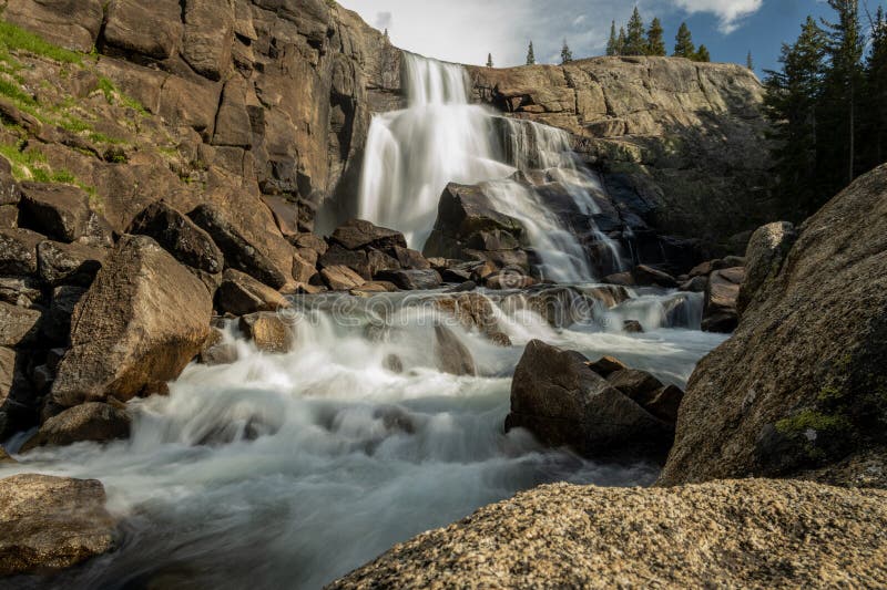 Low Angle View of Upper Glen Aulin Waterfall.dng Stock Photo - Image of ...