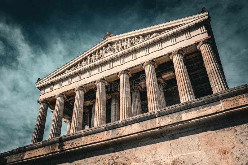 Low Angle View of the Walhalla Memorial in Germany with Dramatic Sky ...