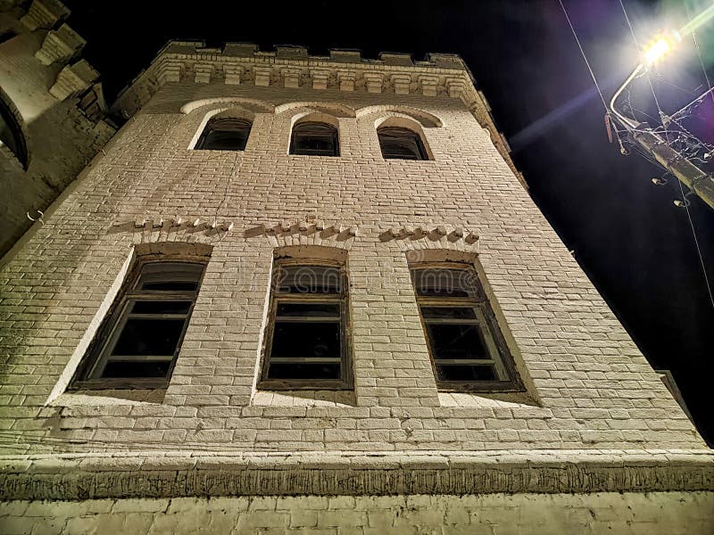 A Low-angle View of the White Brick Facade of Sheremetyevo Castle at ...