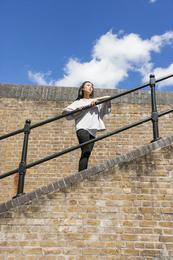 Low Angle View of Young Woman Looking Away Stock Image - Image of ...