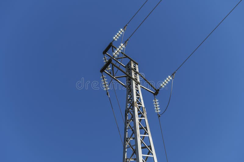 Low Angle Views of a High Voltage Cable Tower Stock Image - Image of ...