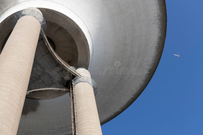 Low Angle of a Water Tower Under a Clear Sky Stock Image - Image of ...