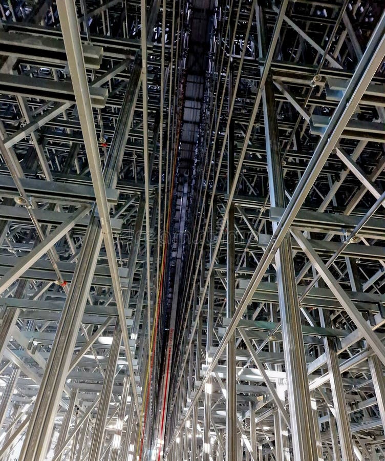 Low Angle of a Wharehouse with Two Big Metal Structures. Stock Image ...