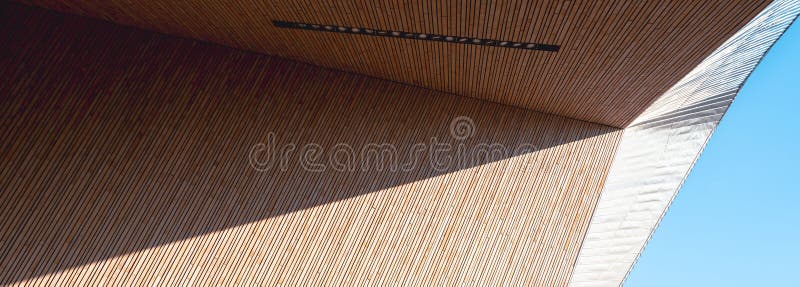 Low Angle of a Wooden Ceiling of a Building Exterior with the Stock ...