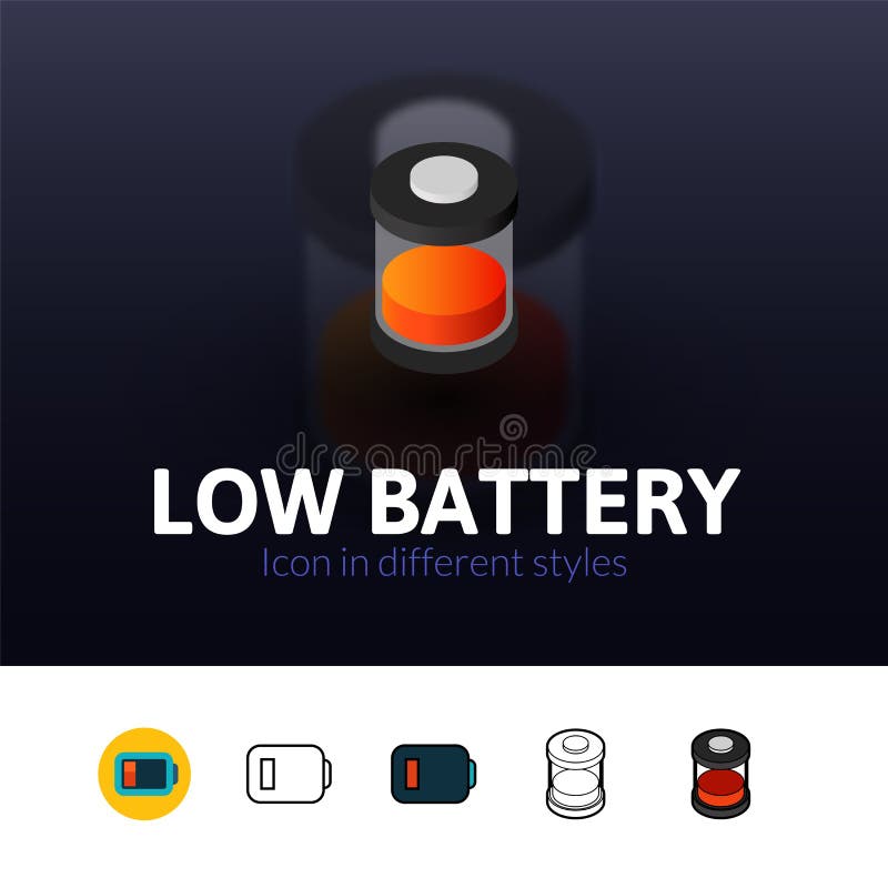 Low Battery Icon Different Style Stock Illustrations – 145 Low Battery ...