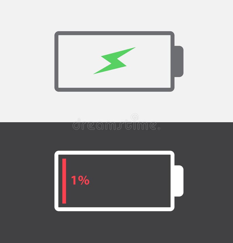 Low Battery Icon Set. Charge Indicator Icon. Level Battery Energy ...