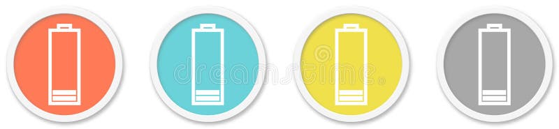 Low Battery Icon - Symbol on 4 Round Buttons Stock Illustration ...