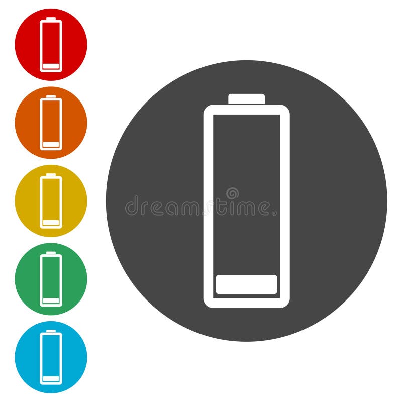 Low battery icons set stock vector. Illustration of charger - 132480329