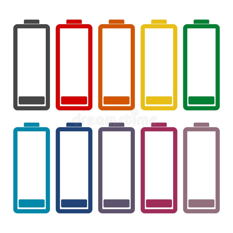Low battery icons set stock vector. Illustration of alkaline - 99422417