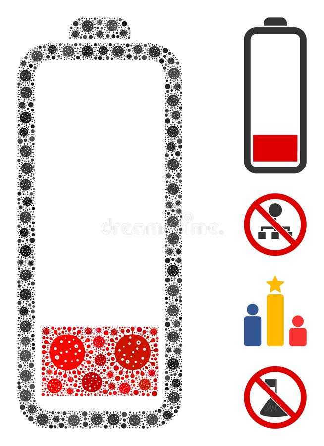 Low Battery Level Mosaic of CoronaVirus Items Stock Illustration ...