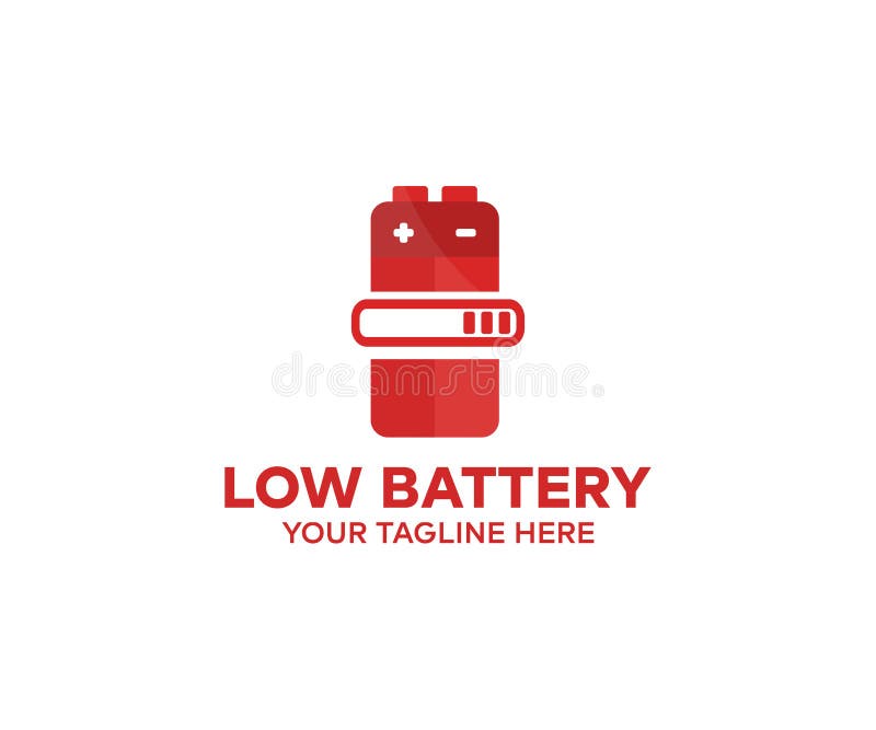 Low Battery, Red Light Indicators Logo Design. Charging Empty Batteries ...