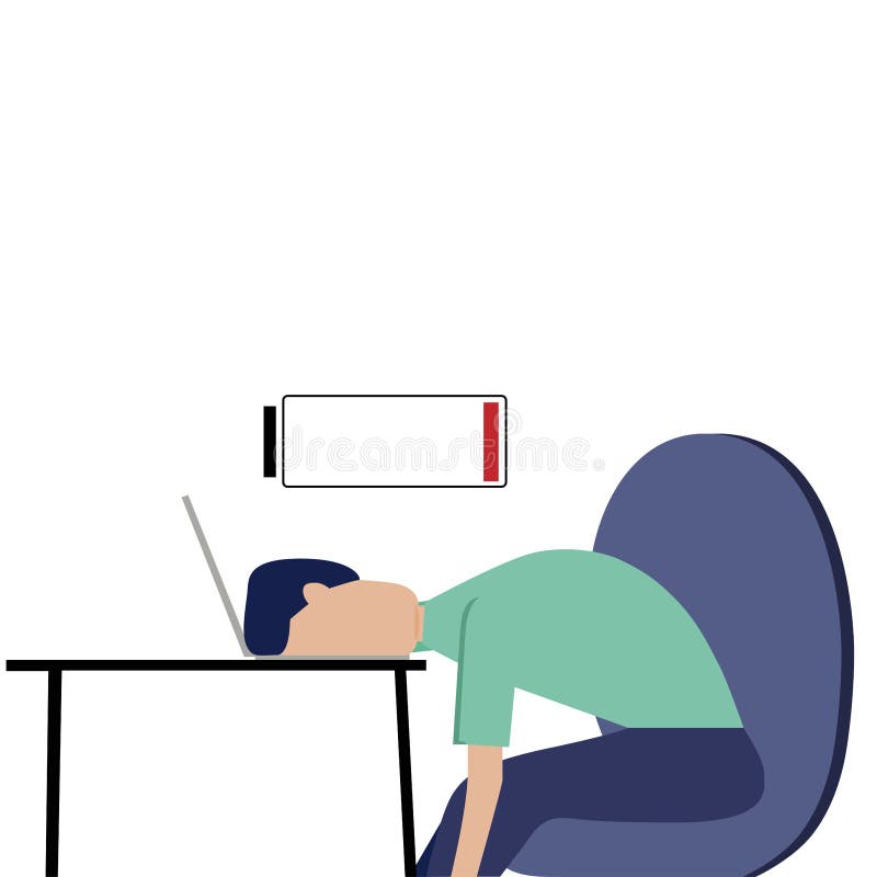 Low Battery Picture of a Human Battery on a White Background. Vector ...