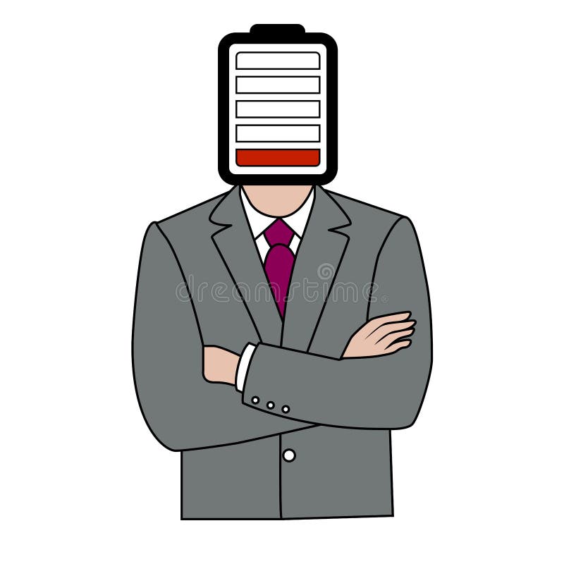 Low Battery Picture of a Human Battery on a White Background. Vector ...