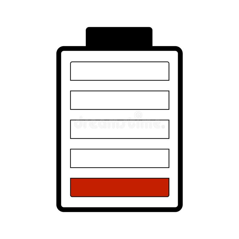 Low Battery Picture in a Battery on a White Background. Vector ...