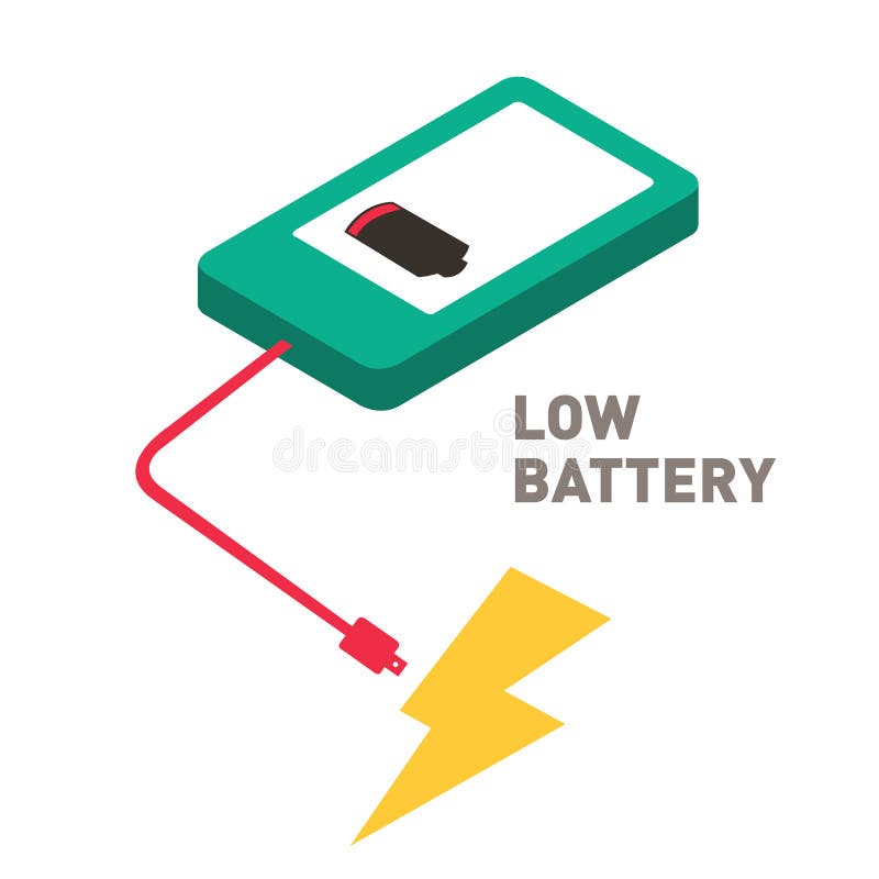 Low Battery Smartphone Flat Design Stock Vector - Illustration of ...