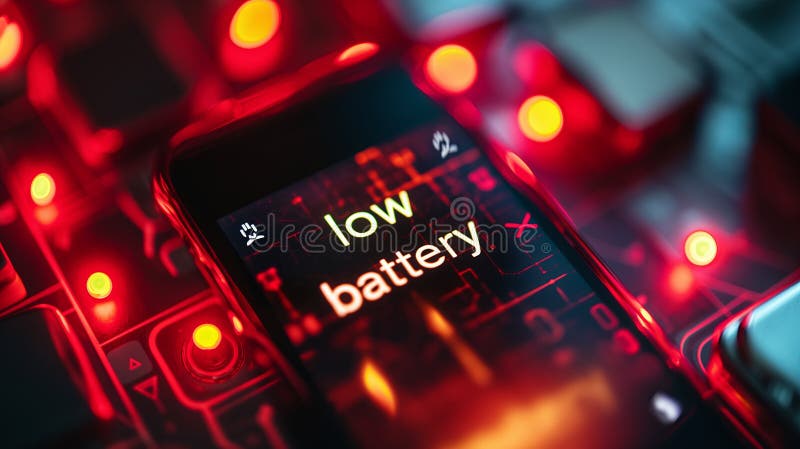 Low Battery Warning on Smartphone Stock Image - Image of technology ...