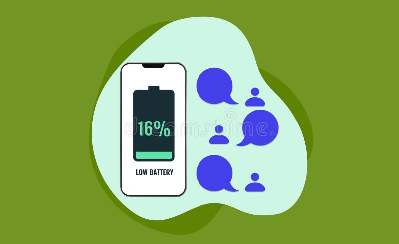 Low Battery Warning, Speech Bubbles and Human Figures. Vector ...