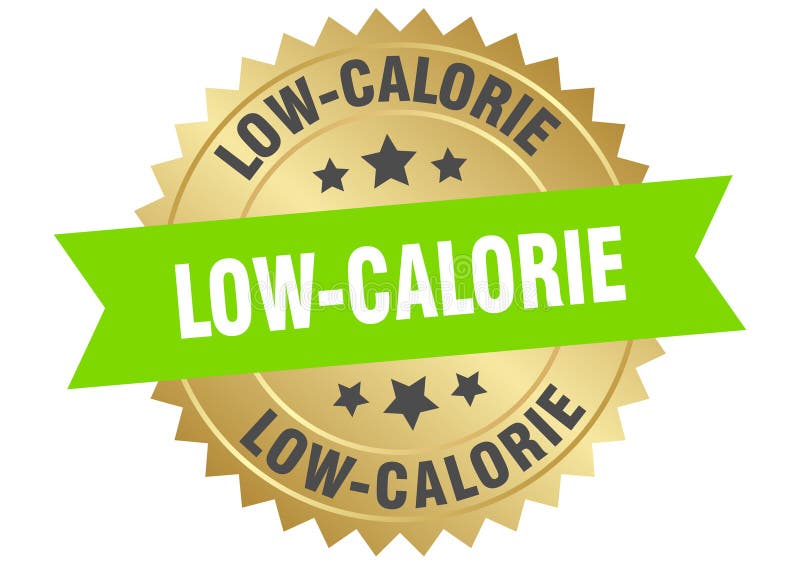 Low-calorie. Low-calorie Round Green and Gold Label Isolated on ...