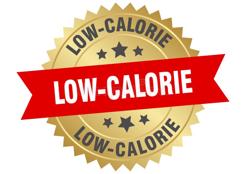 Low-calorie. Low-calorie Round Red and Gold Label Isolated on ...