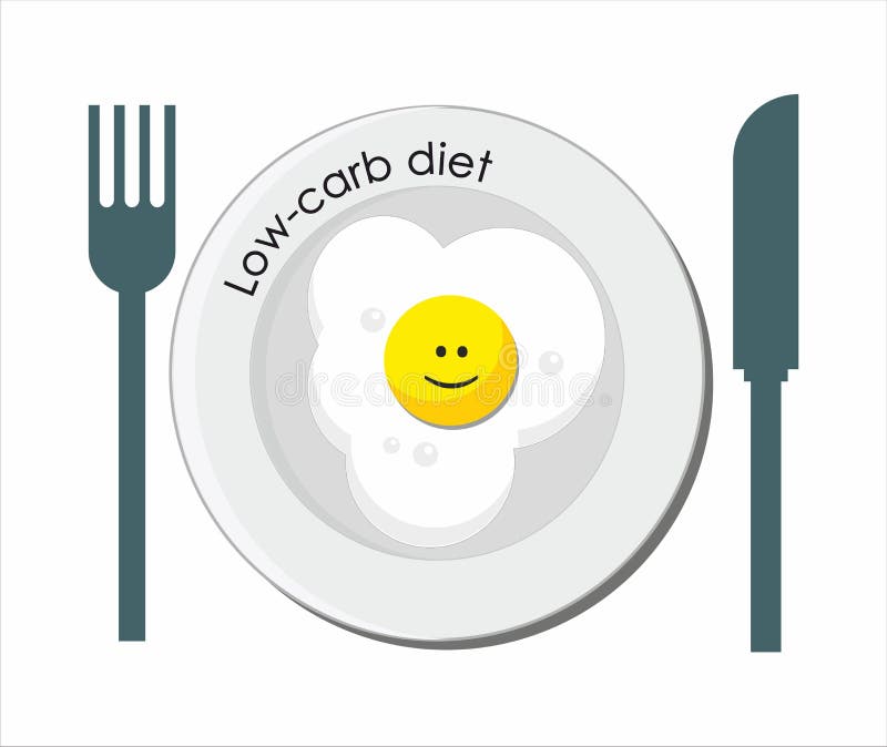 Low-carb Diet with Fried Egg Stock Vector - Illustration of dish, cook ...