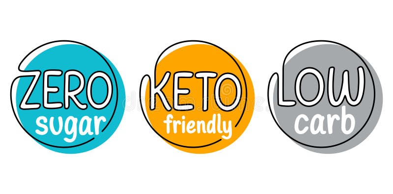 Low Carb, Keto Friendly and Zero Sugar Badges Stock Vector ...