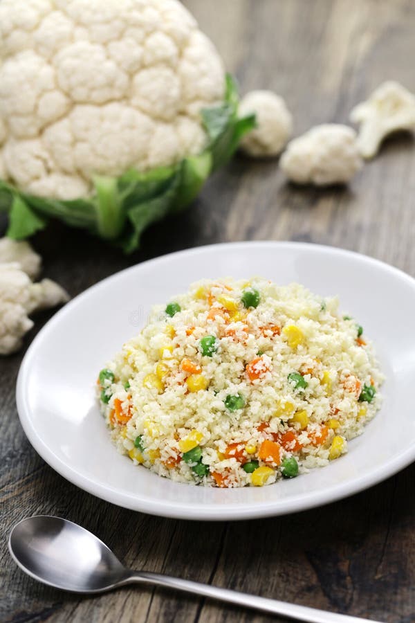 Low Carb Microwave Cauliflower Rice Pilaf Stock Image - Image of ...