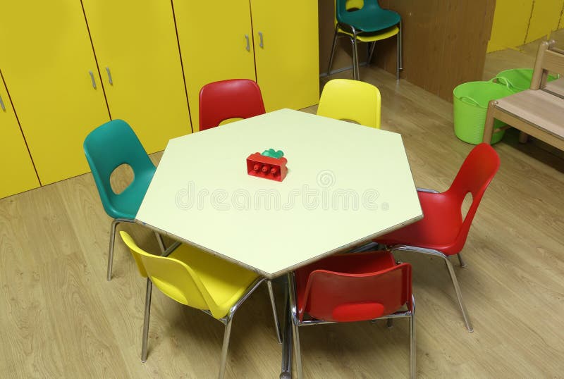 Low Chairs and Hexagonal Table of a Kindergarten Class Stock Photo ...