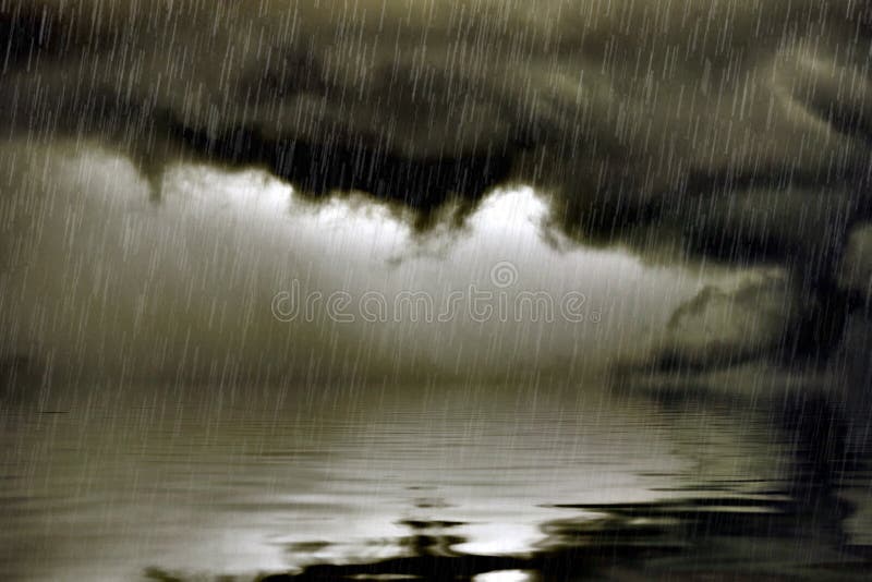 Low Cloud with Rain Over Water Stock Photo - Image of storm, stormy ...