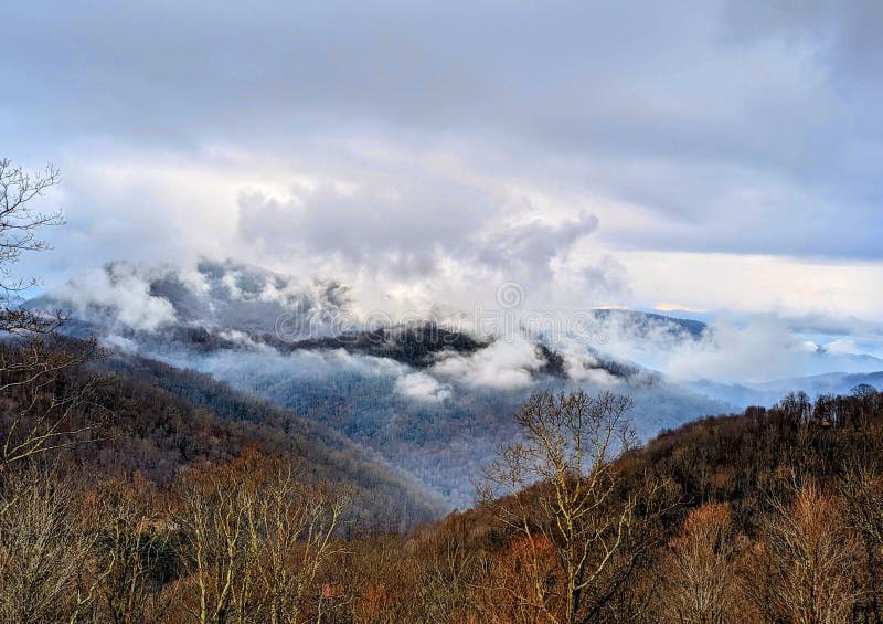 Low Clouds on the Blue Ridge Mountains in Winter Stock Photo - Image of ...