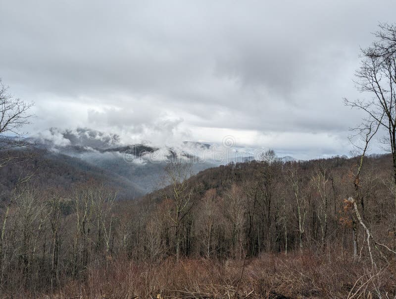 Low Clouds on the Blue Ridge Mountains in Winter Stock Image - Image of ...