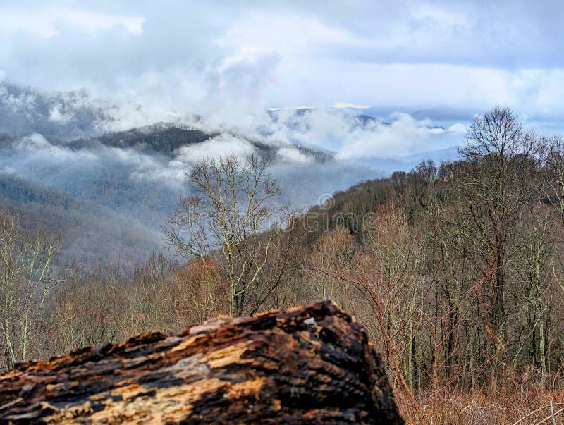 Low Clouds on the Blue Ridge Mountains in Winter Stock Image - Image of ...