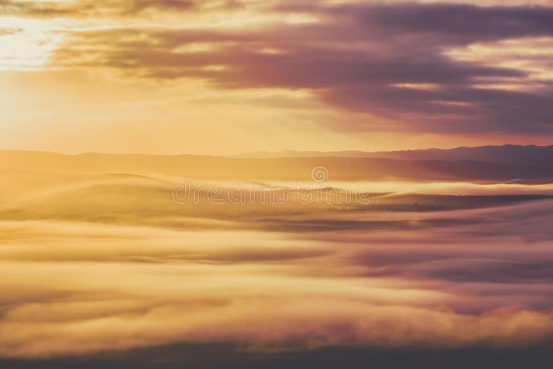 Low Clouds Covering Mountain Ridge. Stock Image - Image of environment ...