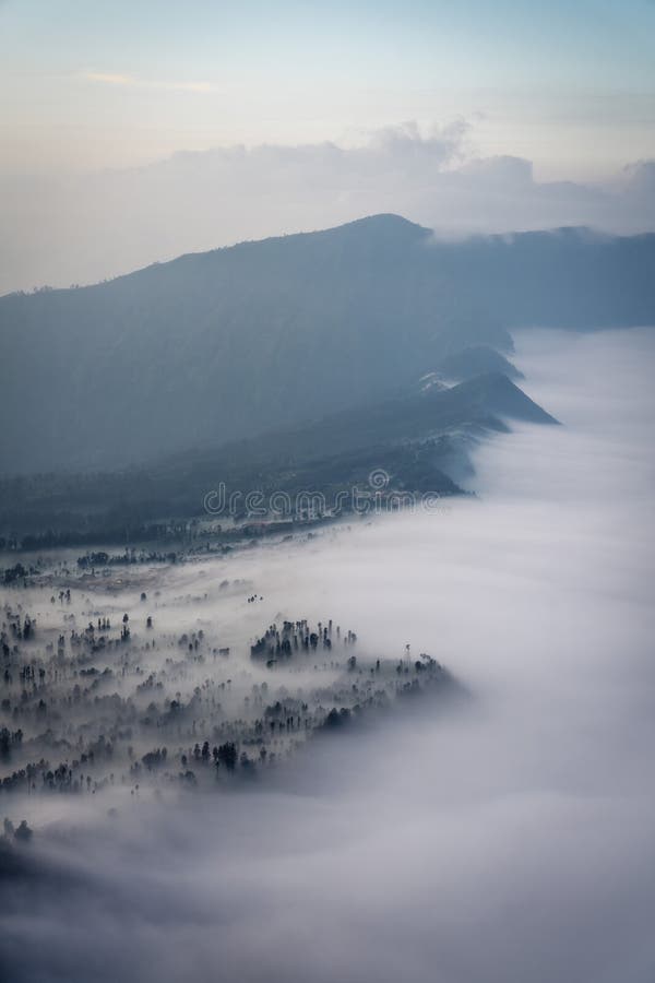 Low Clouds Rolling in Over Mountain Ridge Stock Image - Image of ...