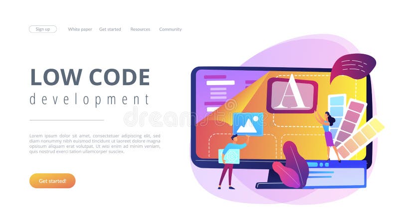 Low Code Development Concept Banner Header. Stock Vector - Illustration ...