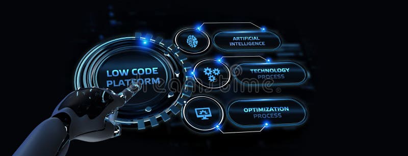 Low Code Software Development Platform Technology Concept.3d ...