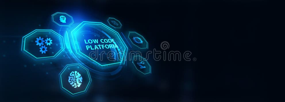 Low Code Software Development Platform Technology Concept.3d ...