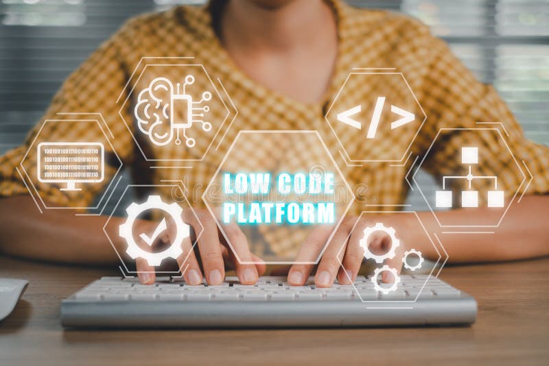Low Code Software Development Platform Technology Concept, Woman Hand ...