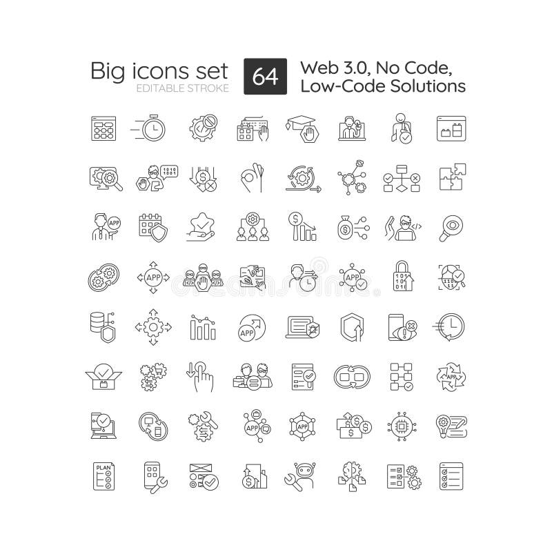 Low-code Solutions Linear Icons Set Stock Vector - Illustration of ...