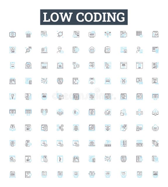 Low Coding Vector Line Icons Set. No-code, Visual, Declarative ...