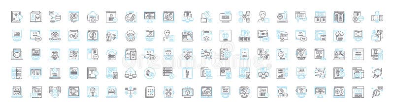 Low Coding Vector Line Icons Set No Code Visual Declarative Automation Platform