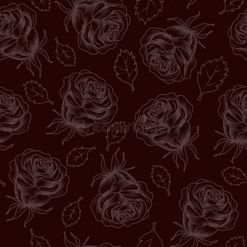 Low Contrast Seamless Pattern with Engraved Roses Stock Vector ...