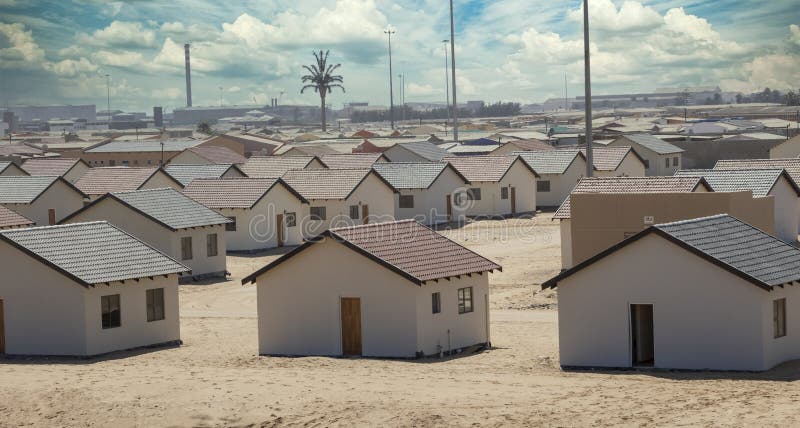 Low cost housing Namibia stock photo. Image of construction - 178521872