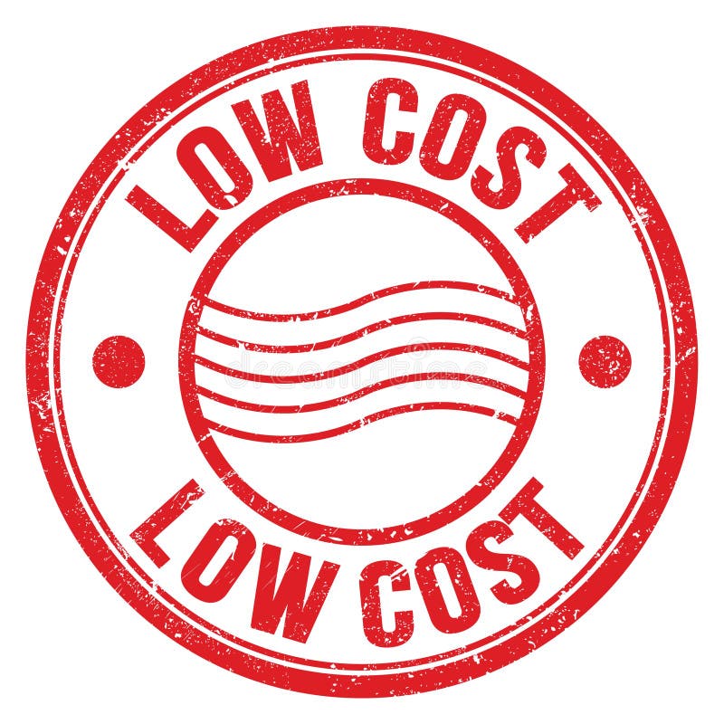 LOW COST Text Written on Red Round Postal Stamp Sign Stock Illustration ...